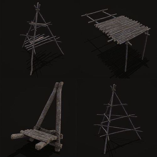 Rustic Medieval Wood Furniture Mix Five 3D Model Collection | CGTrader