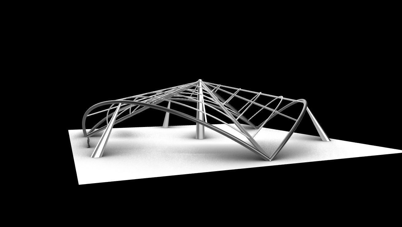 Architectural Tensile Structure 3 sides 3D model | CGTrader