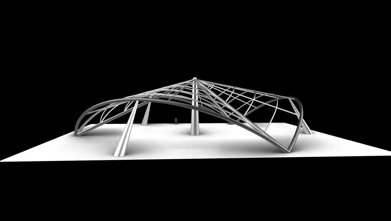 Architectural Tensile Structure 3 sides 3D model | CGTrader