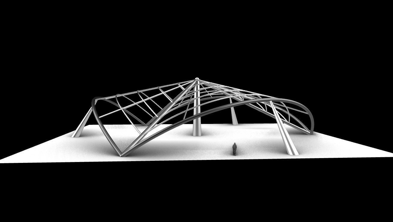 Architectural Tensile Structure 3 sides 3D model | CGTrader