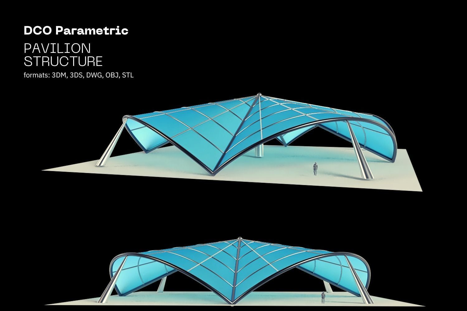Architectural Tensile Structure 4 sides 3D model | CGTrader