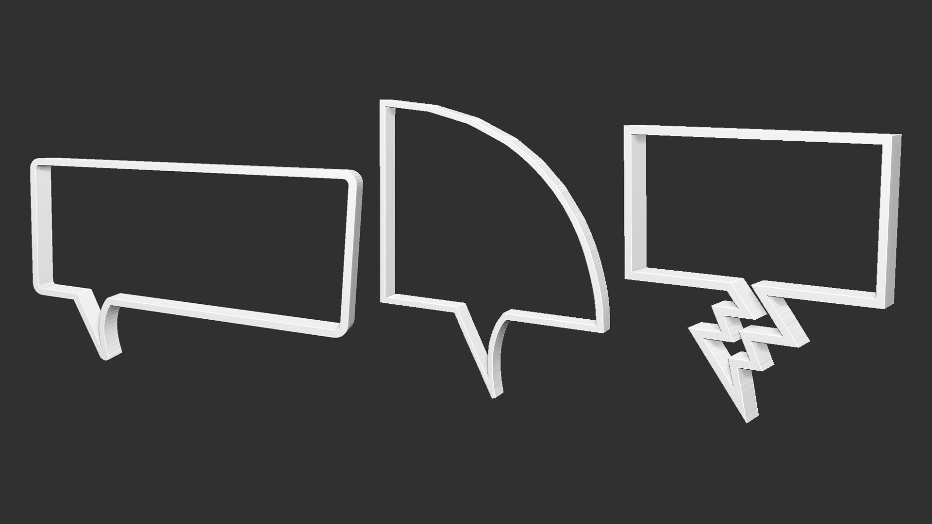 3D 18 Low poly Zbrush IMM brush set of comic dialogue boxes 3D model ...