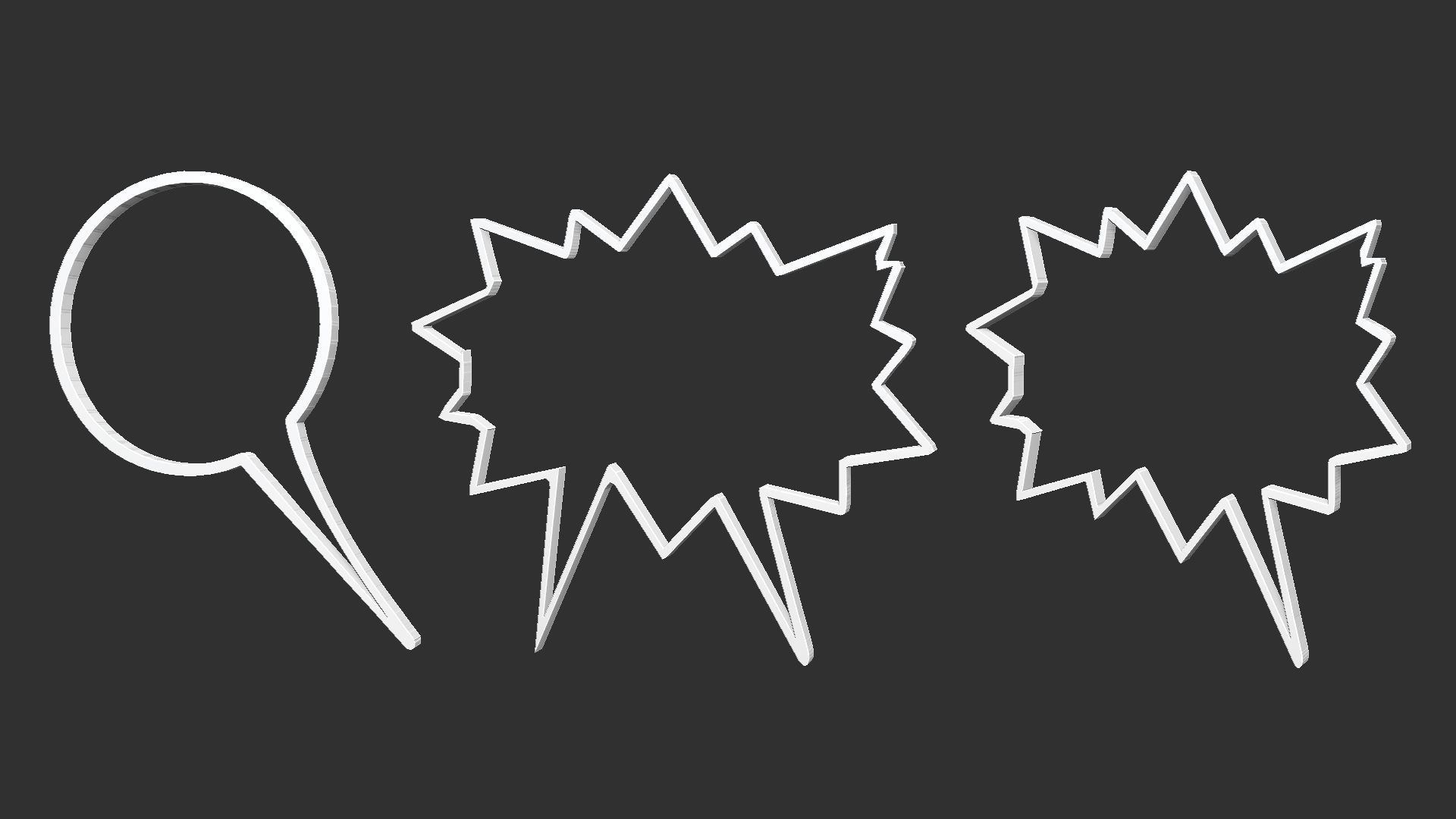 3D 18 Low poly Zbrush IMM brush set of comic dialogue boxes 3D model ...