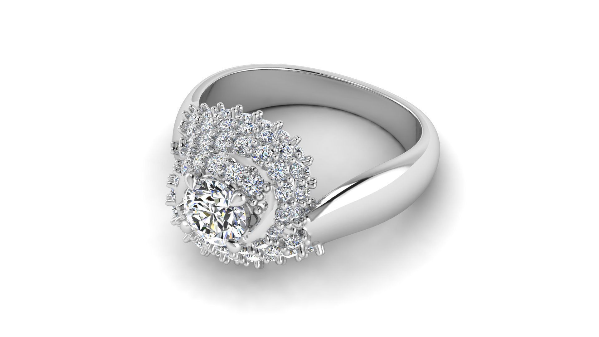 Curly Diamond Ring 3D model 3D printable | CGTrader