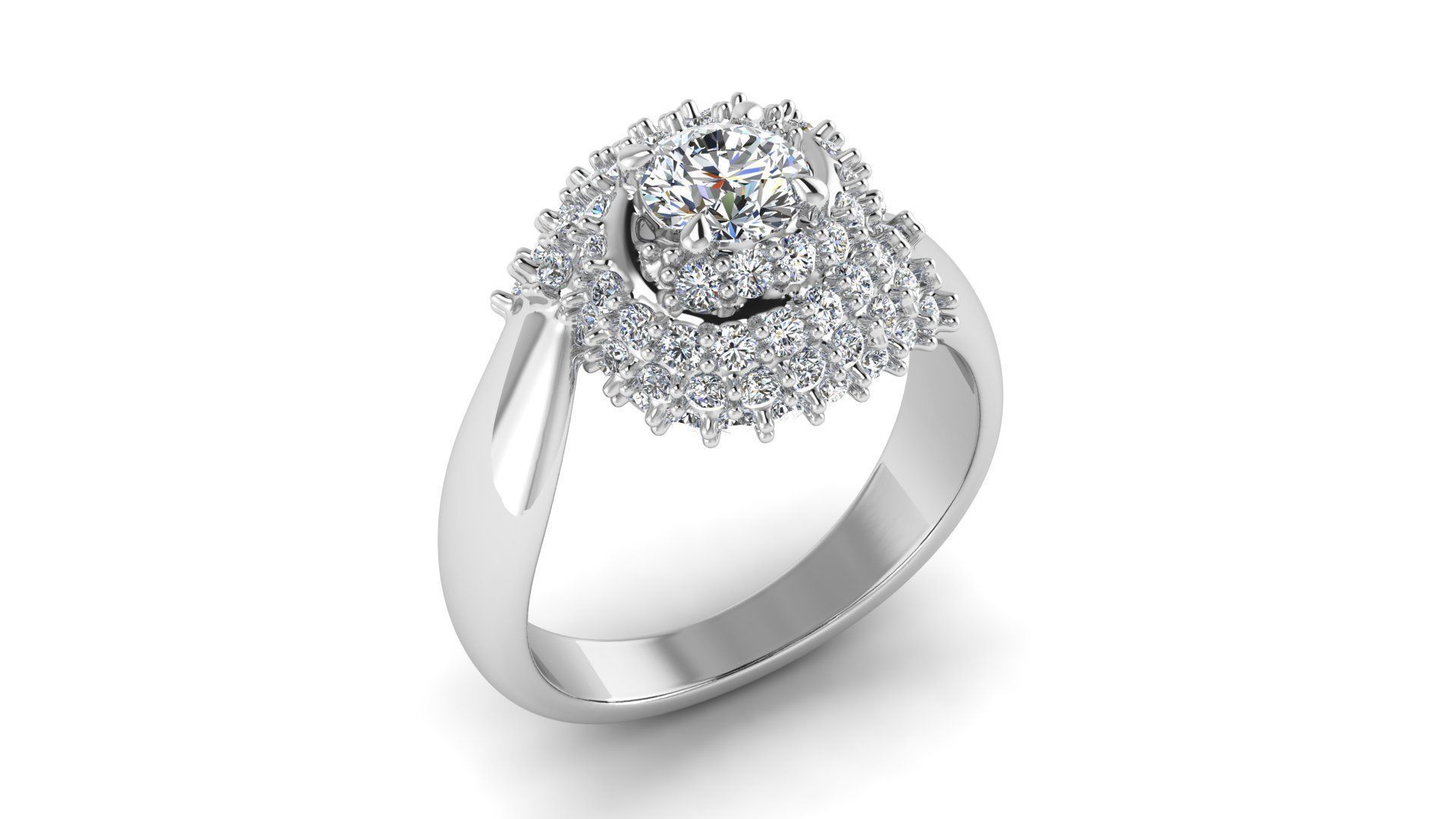 Curly Diamond Ring 3D model 3D printable | CGTrader