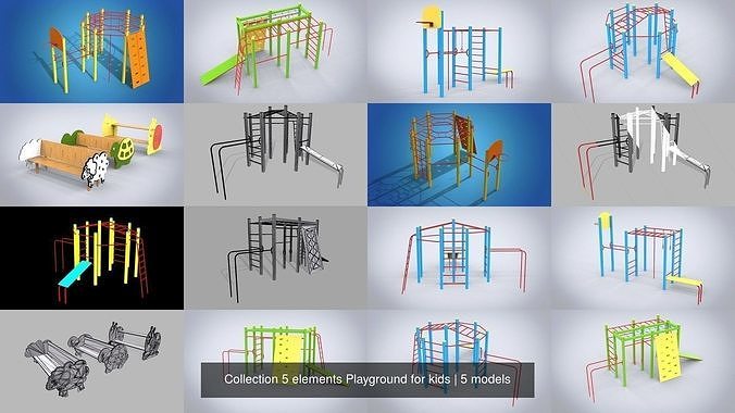 Collection 5 elements Playground for kids | CGTrader