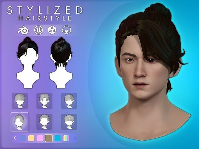 3D model Game Hair - Stylized Male Hairstyle V4 VR / AR / low-poly ...