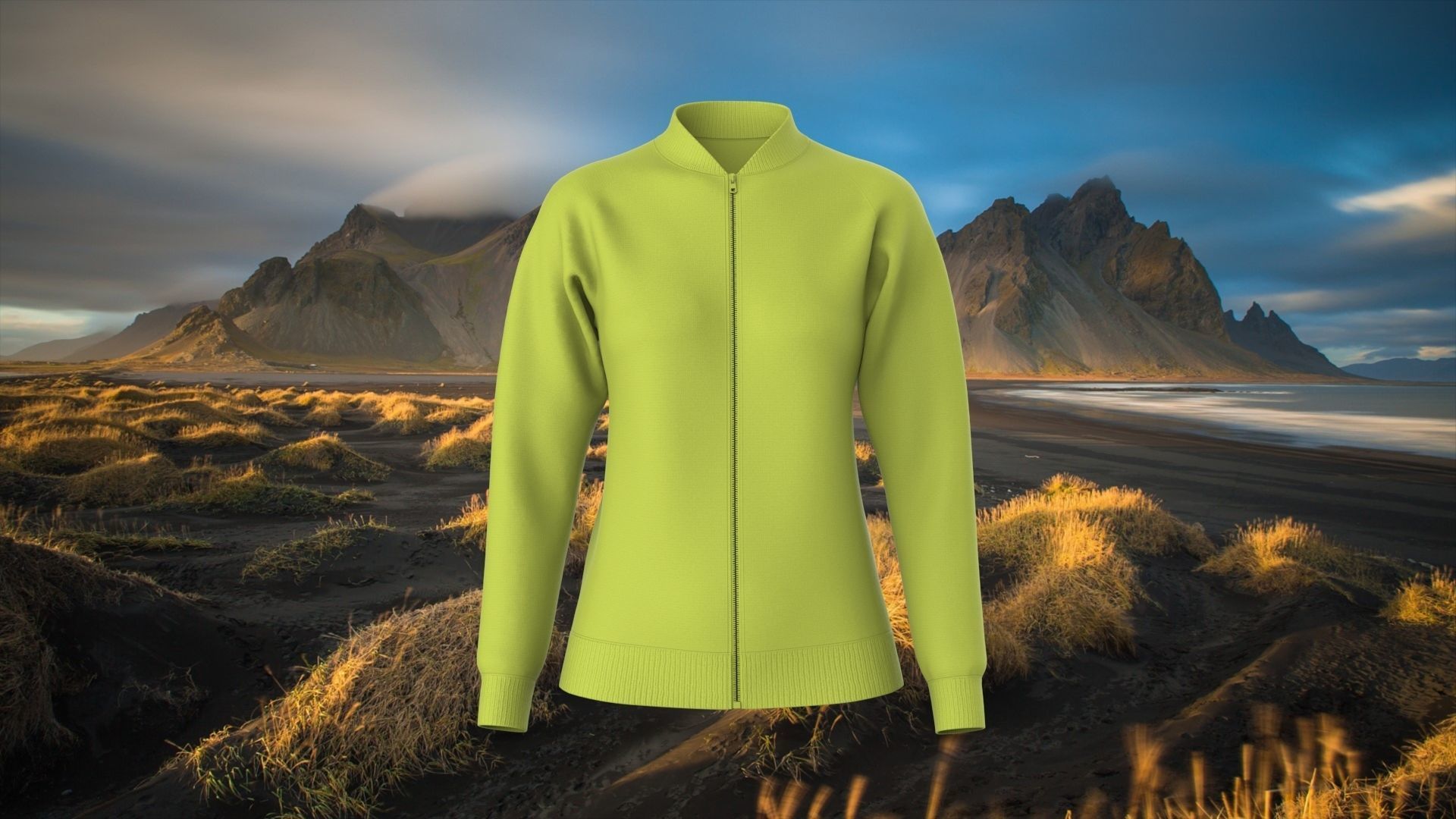 Raglan Fashion Casual Slim Sports Rib Jacquard Zipper Jacket 3D model ...