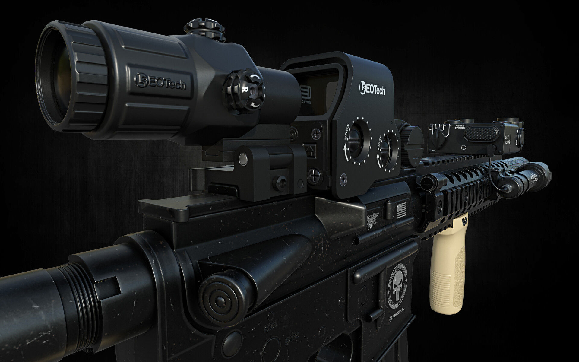 3D model M4 Assault rifle low poly Game ready model VR / AR / low-poly ...