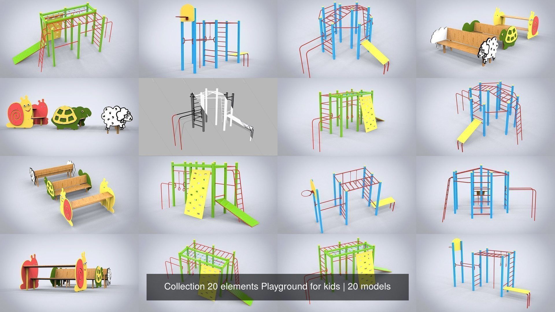 Collection 20 elements Playground for kids | CGTrader