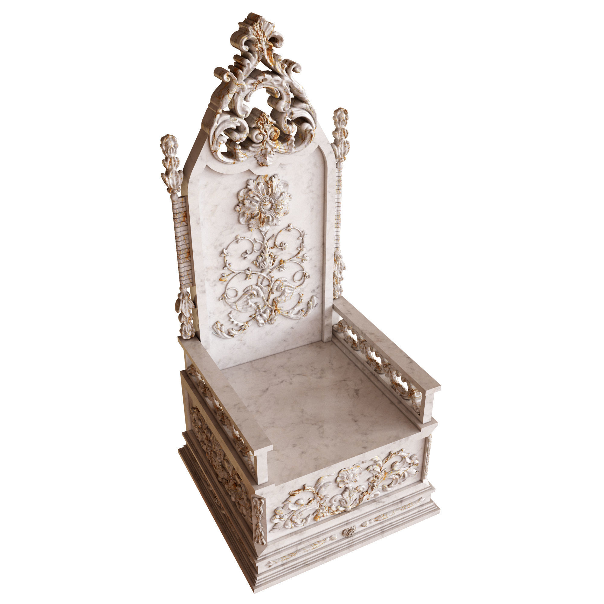Stone throne with carved elements 3D model | CGTrader