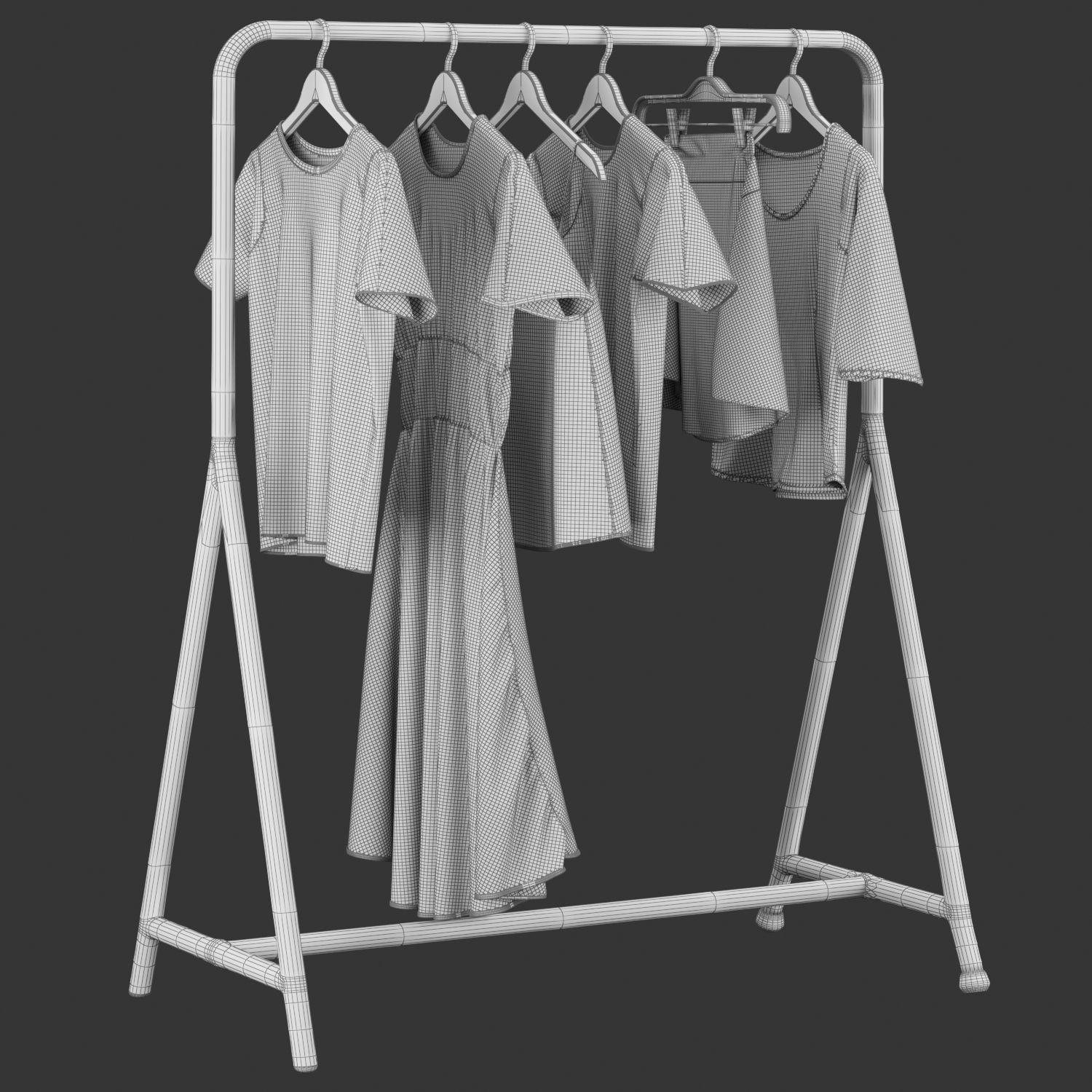 IKEA Turbo Clothes Rack with Clothes Set 3D model | CGTrader