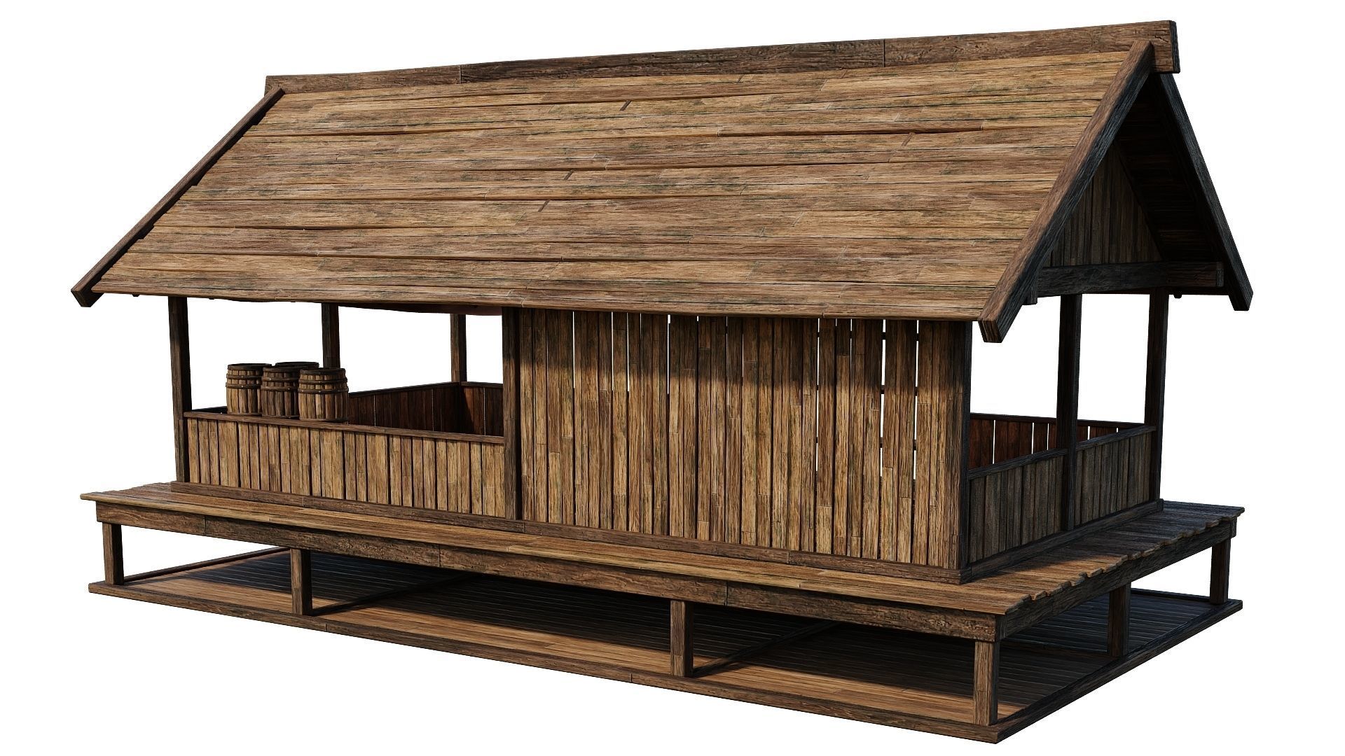 3D model 4 Old Wooden Shed Building Pack 4K Textures GameReady 77 to 80 ...