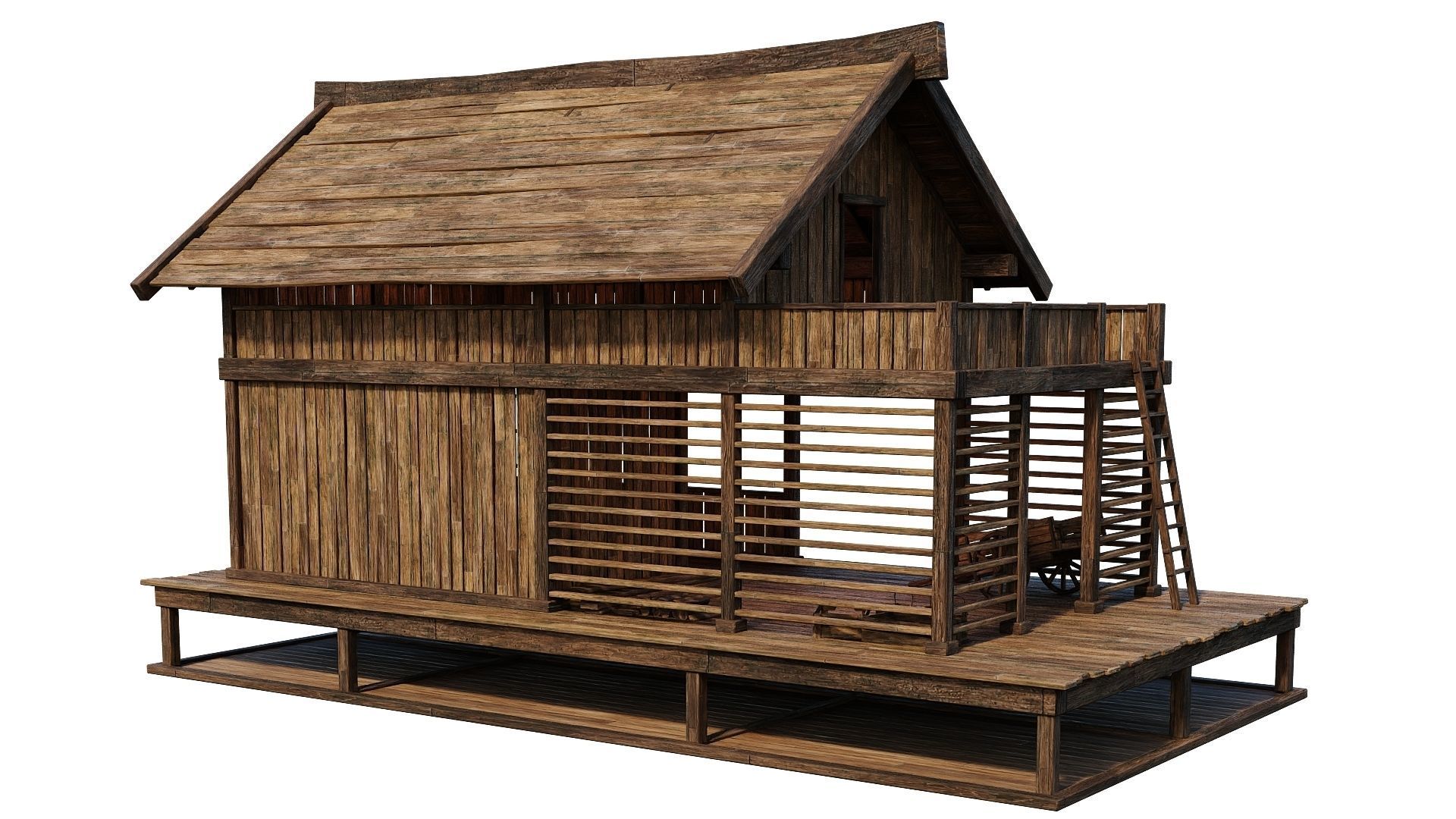 3D model 4 Old Wooden Shed Building Pack 4K Textures GameReady 77 to 80 ...