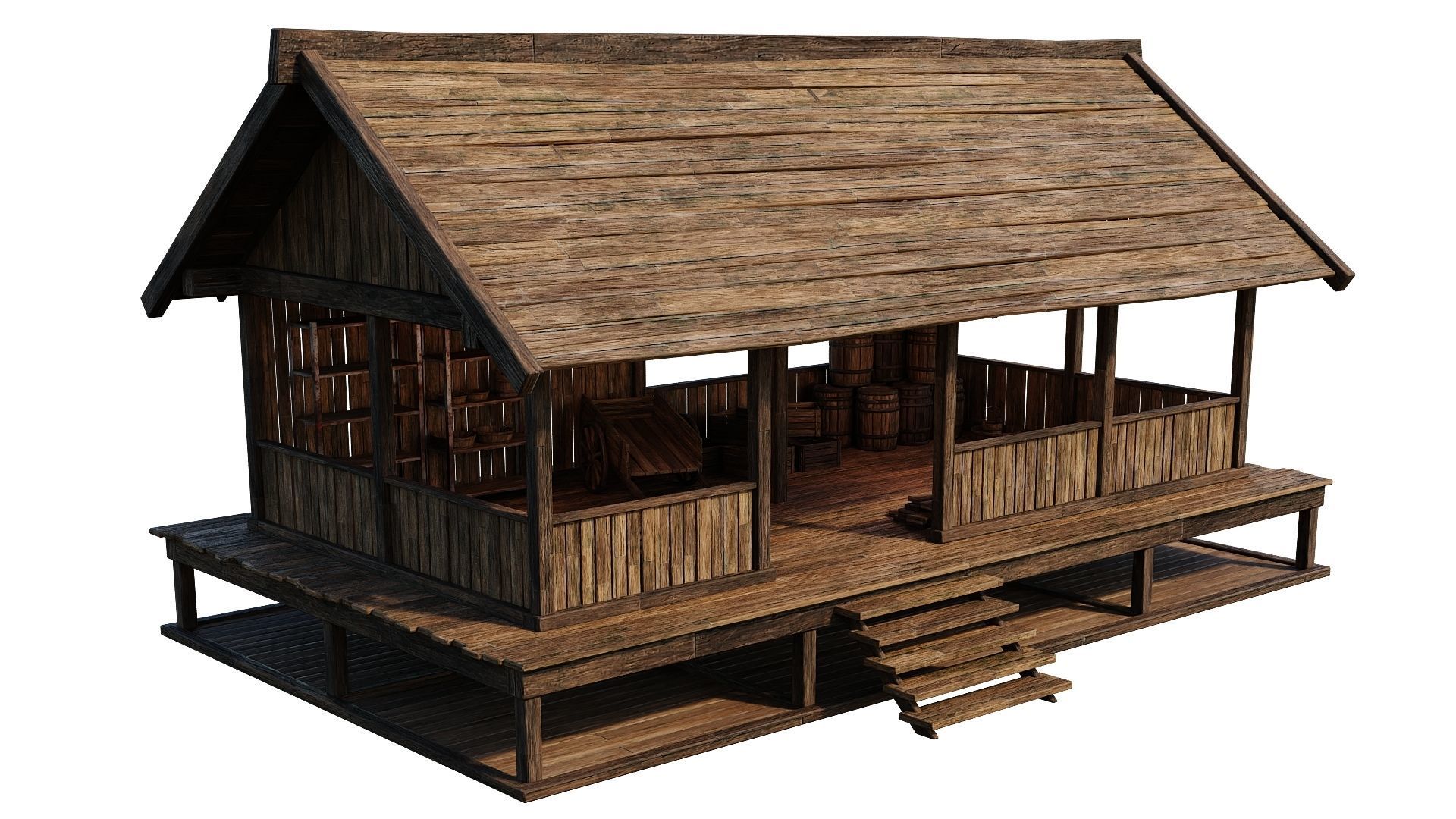 3D model 4 Old Wooden Shed Building Pack 4K Textures GameReady 77 to 80 ...