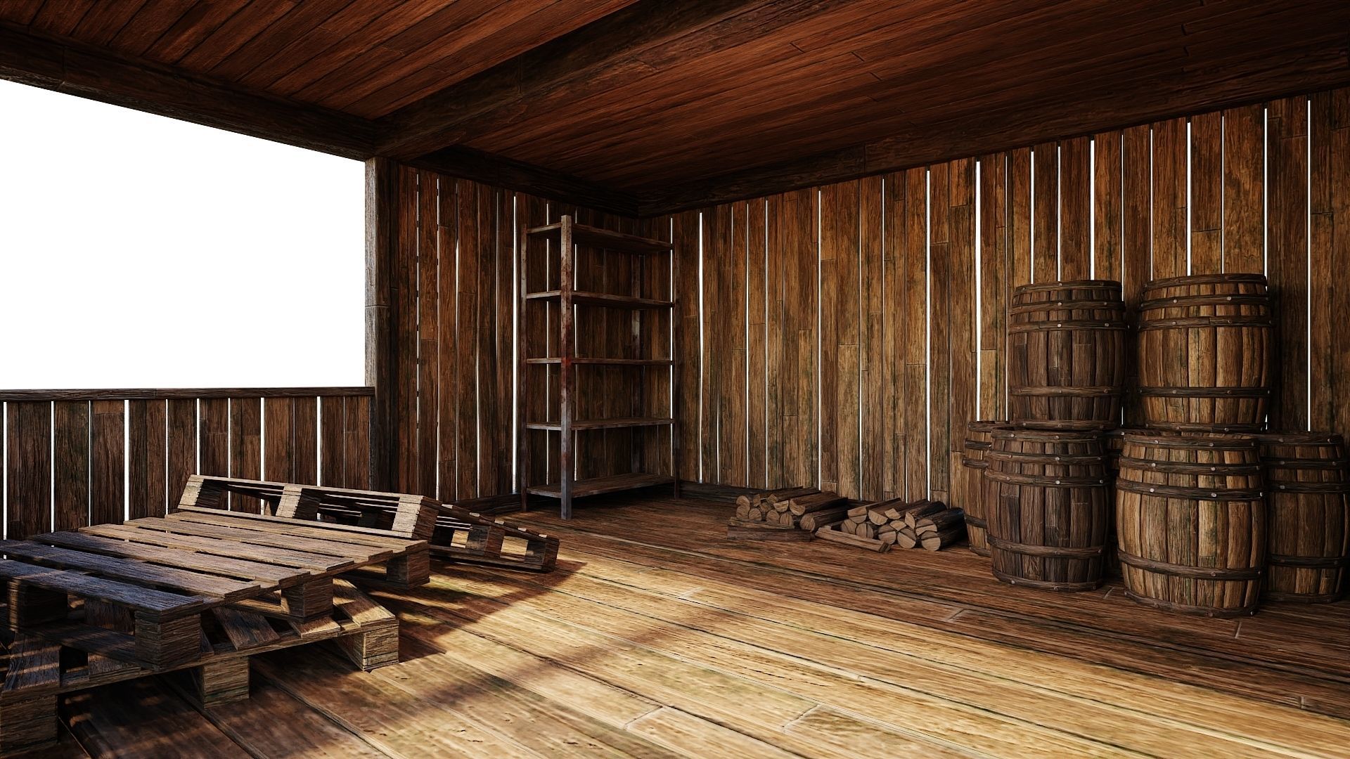 3D model 4 Old Wooden Shed Building Pack 4K Textures GameReady 77 to 80 ...