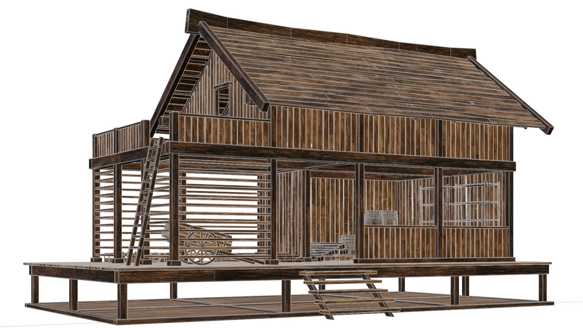 3D model 4 Old Wooden Shed Building Pack 4K Textures GameReady 77 to 80 ...