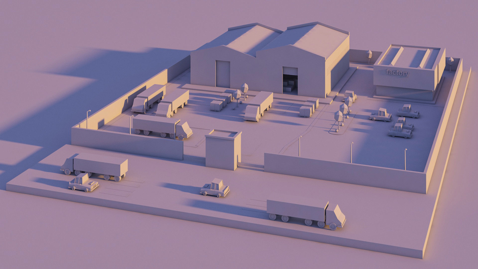 3D model Low Poly factory- Low Poly Assets Low-poly 3D model VR / AR ...