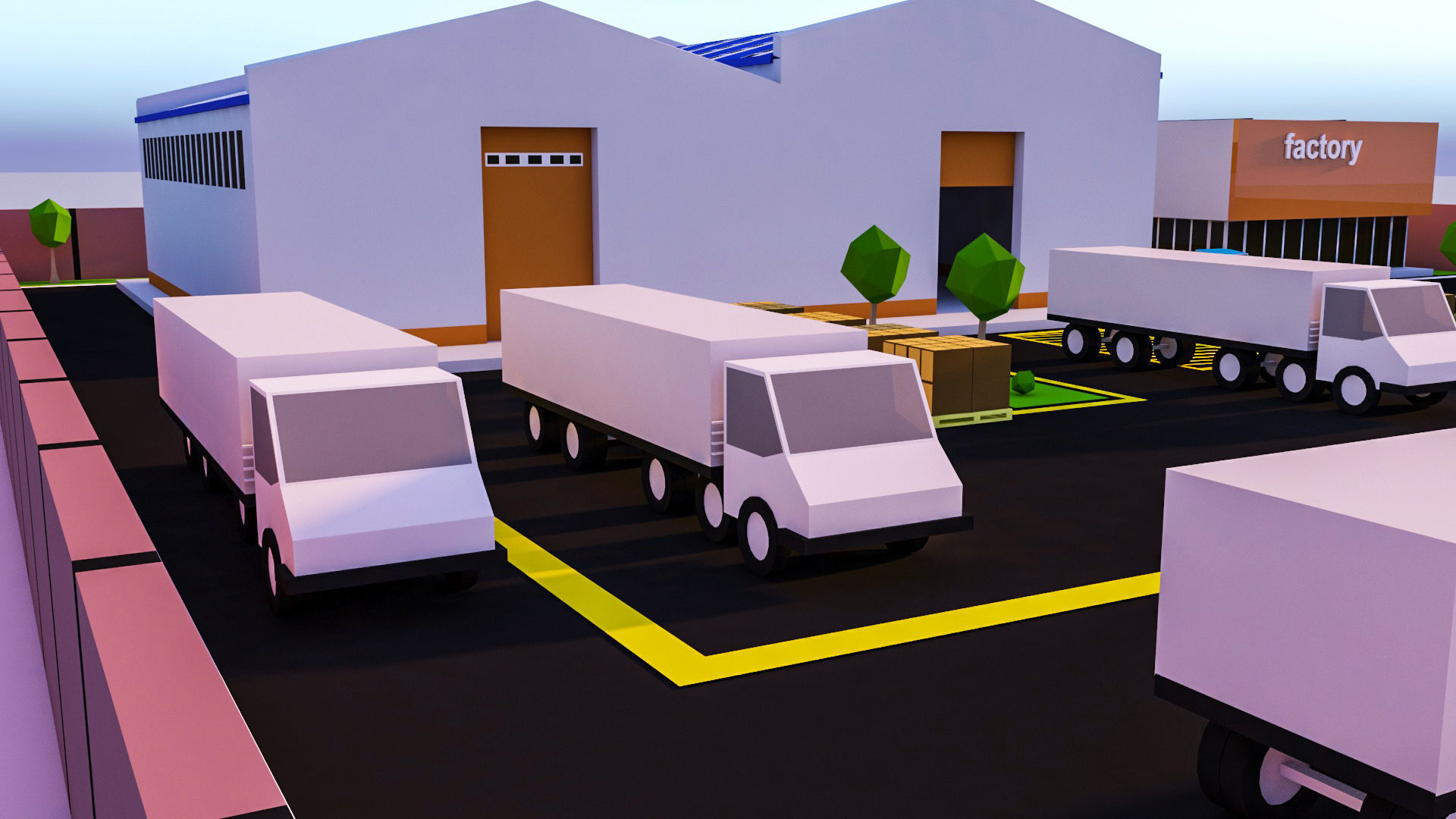 3D model Low Poly factory- Low Poly Assets Low-poly 3D model VR / AR ...