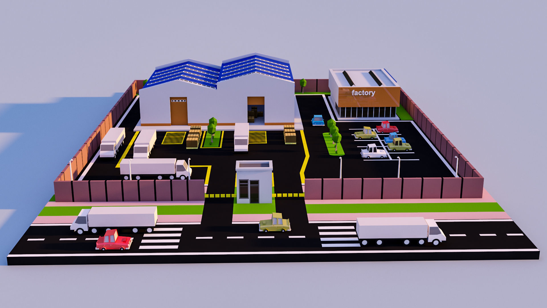 3D model Low Poly factory- Low Poly Assets Low-poly 3D model VR / AR ...