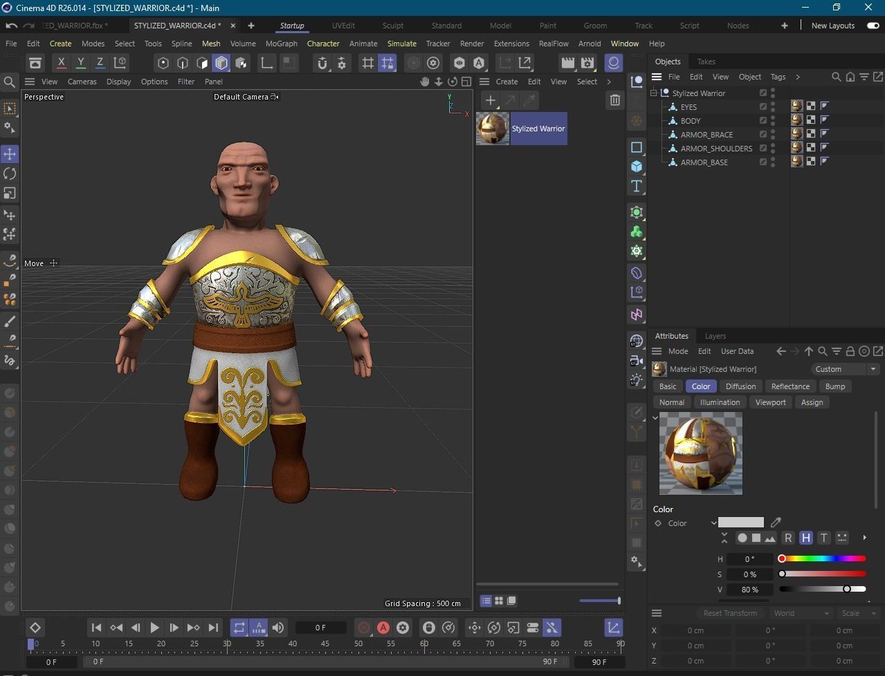 3D model Stylized Warrior with PBR material I Game Ready VR / AR / low ...