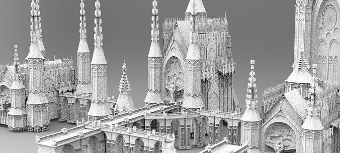 Gothic Cathedral Cult Architecture Kit bash 3D model | CGTrader