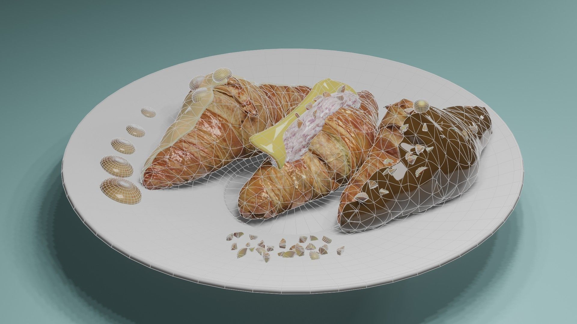 Croissant plate free 3D model | CGTrader