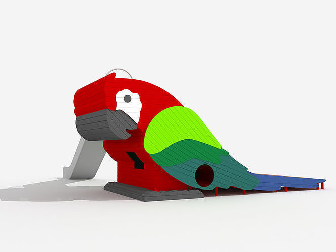 Kindergarten park Parrot bird children wooden playground 3D model ...