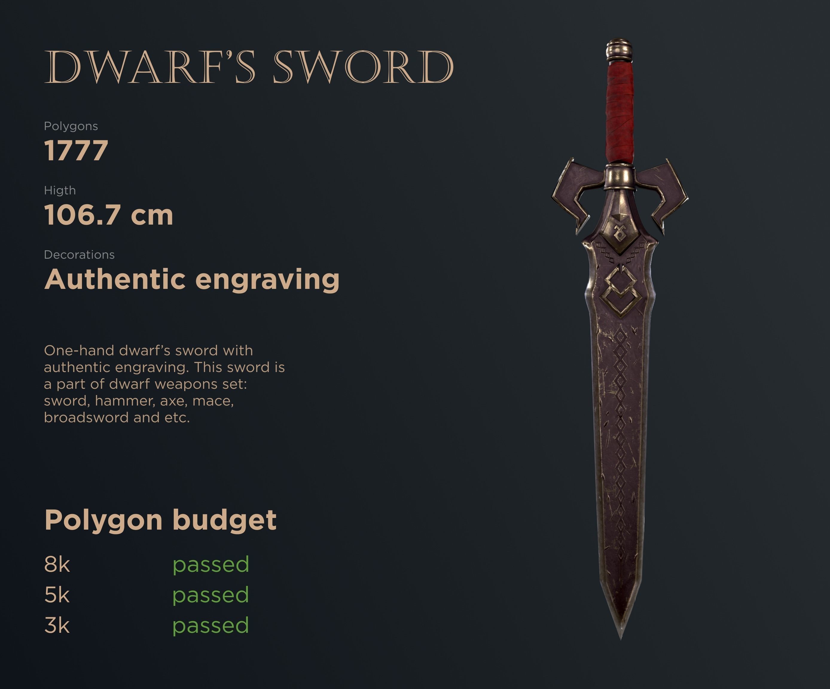 3D model Dwarf sword VR / AR / low-poly | CGTrader