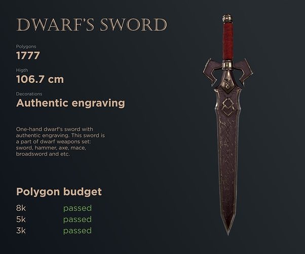 3D model Dwarf sword VR / AR / low-poly | CGTrader