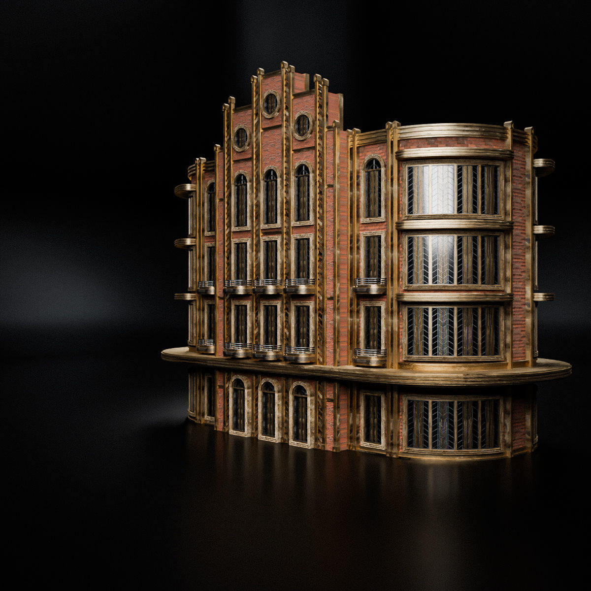 3D model ART DECO STEAMPUNK BUILDING 04 VR / AR / low-poly | CGTrader