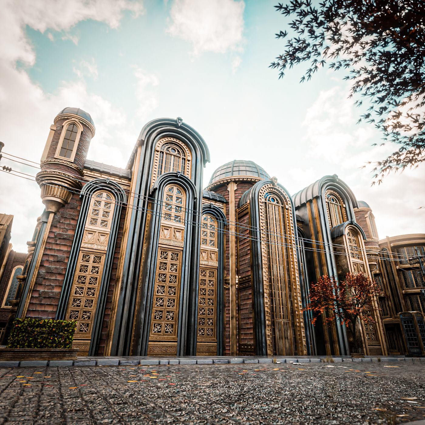 3D Model Collection ART DECO STEAMPUNK BUILDING PACK 6 BUILDING VR / AR ...