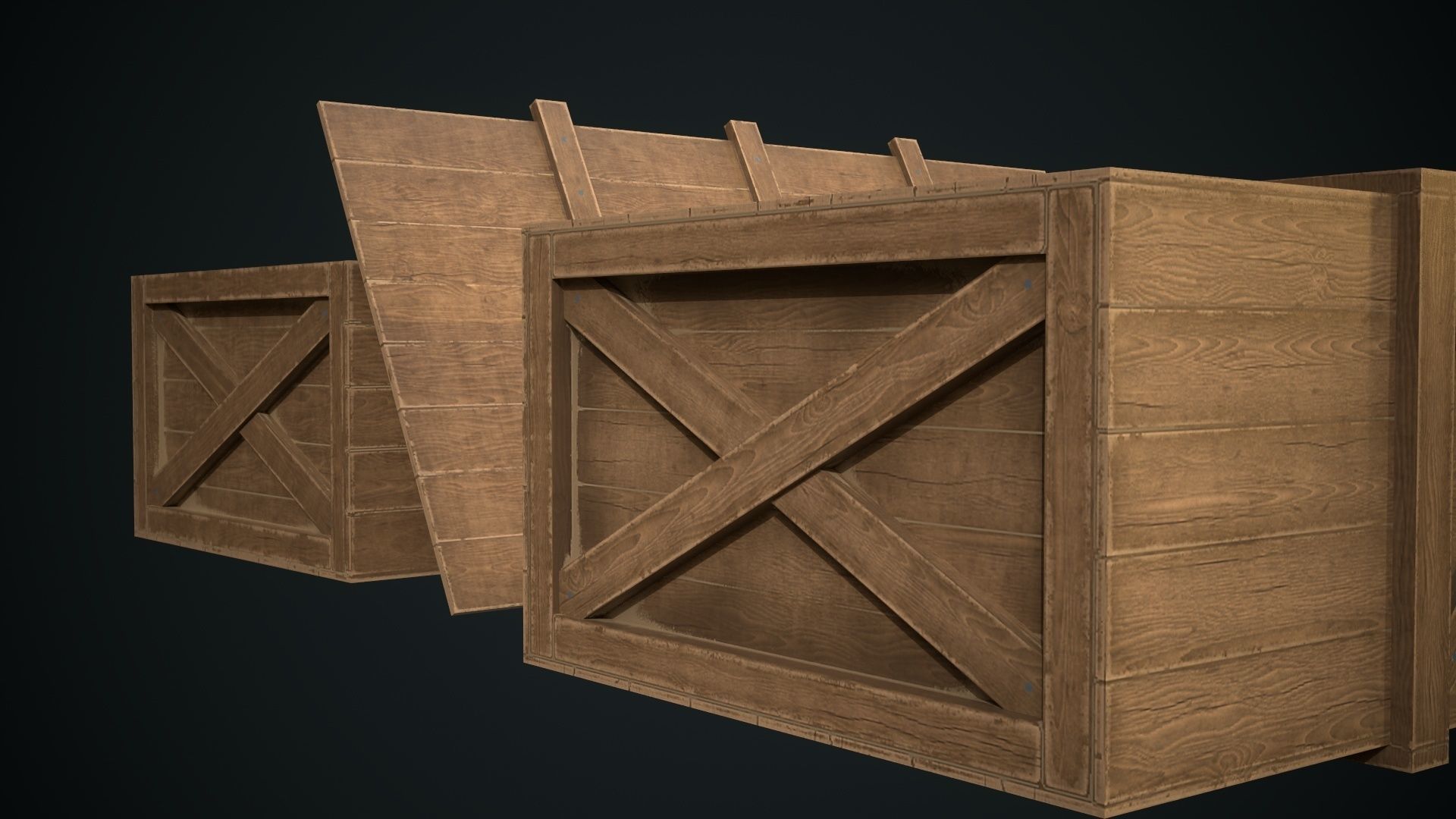 3D model Wooden open and closed boxes VR / AR / low-poly | CGTrader