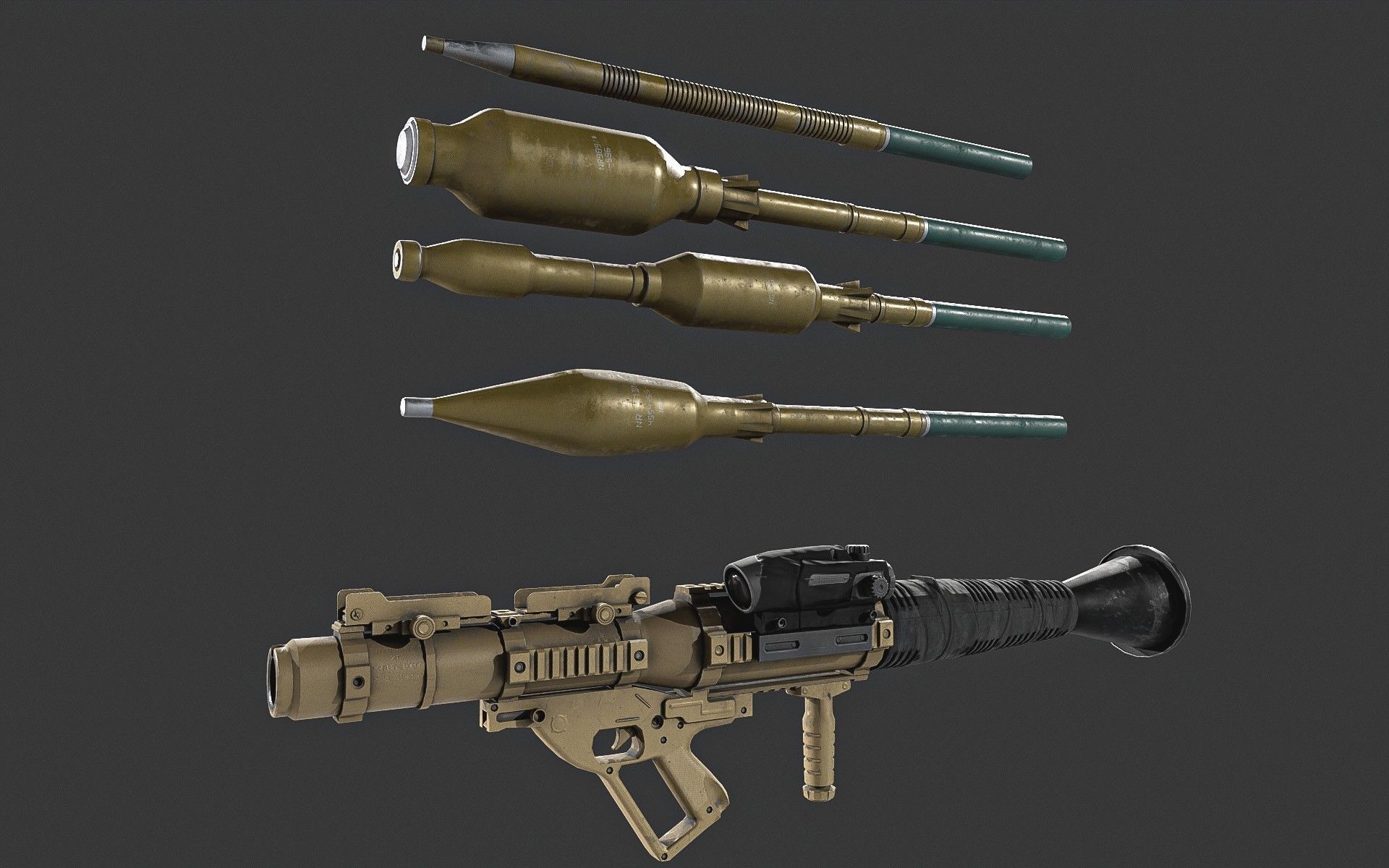 3D model GS-777 Rocket Launcher With Ammunition VR / AR / low-poly ...