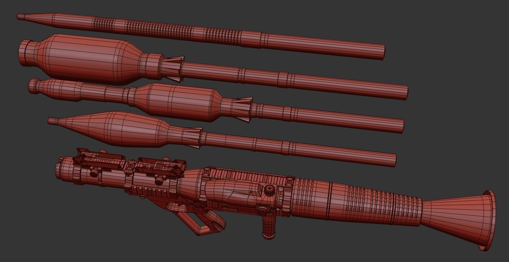 3D model GS-777 Rocket Launcher With Ammunition VR / AR / low-poly ...