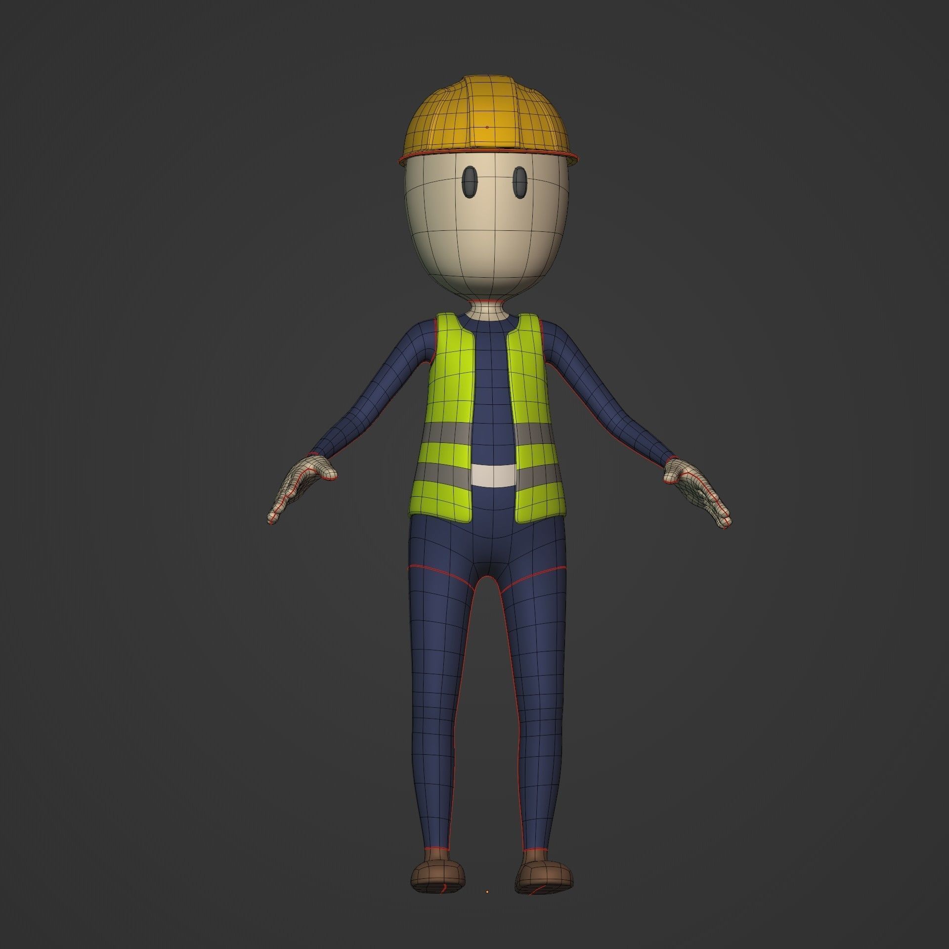 3D model Cartoon Construction Worker -- Stickman VR / AR / low-poly ...