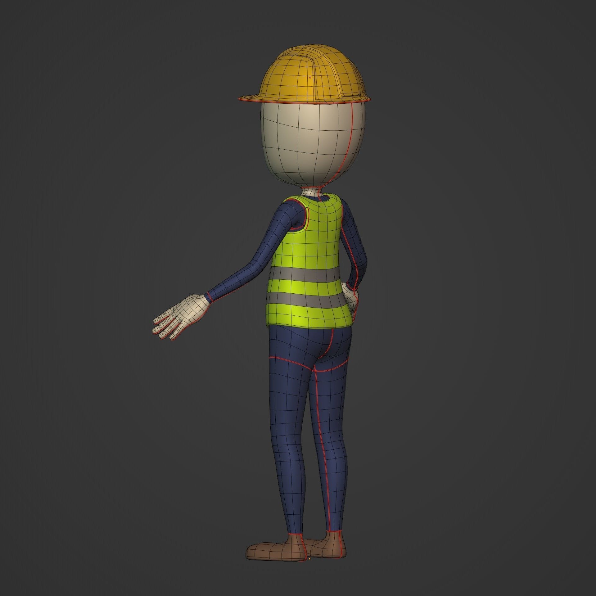 3D model Cartoon Construction Worker -- Stickman VR / AR / low-poly ...