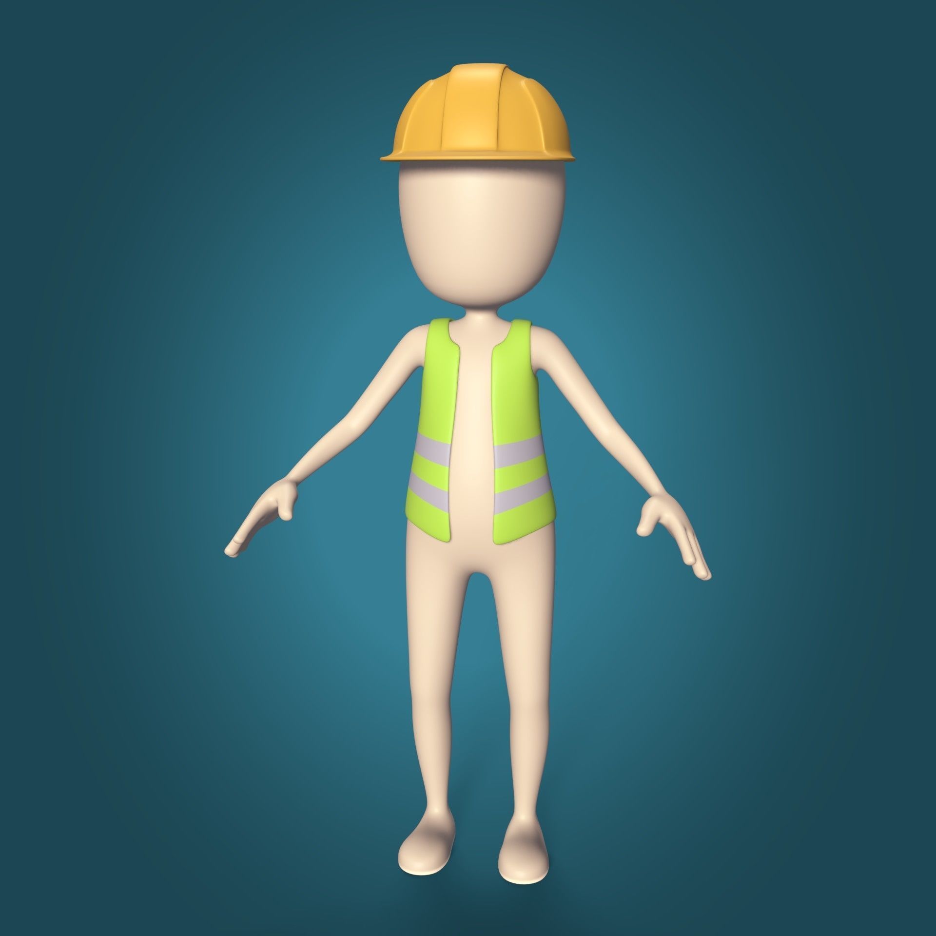 3D model Cartoon Construction Worker -- Stickman VR / AR / low-poly ...