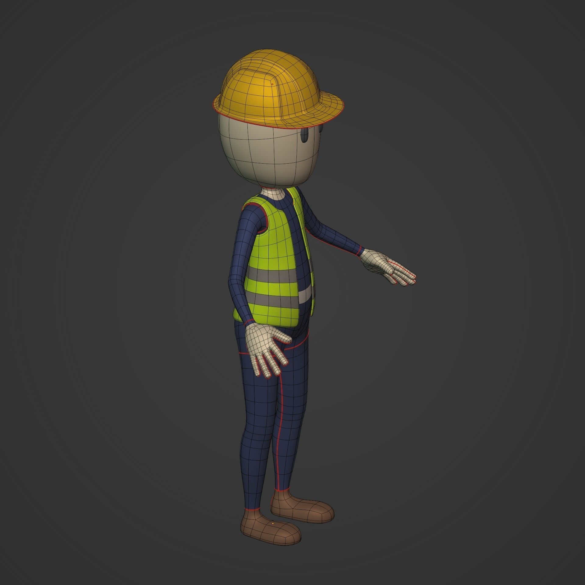 3D model Cartoon Construction Worker -- Stickman VR / AR / low-poly ...