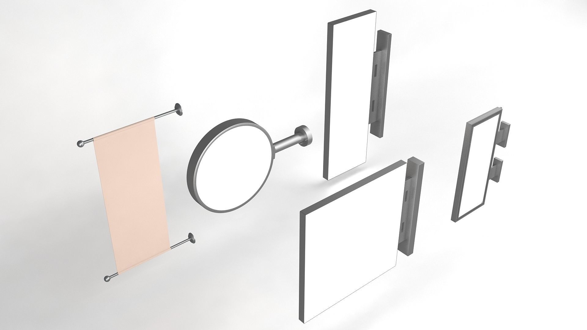 Signs Set curtain hanging on wall 3D model | CGTrader