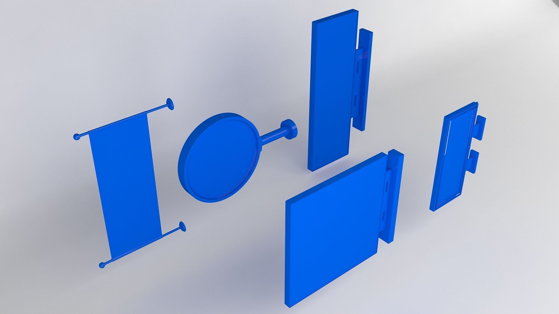 Signs Set curtain hanging on wall 3D model | CGTrader