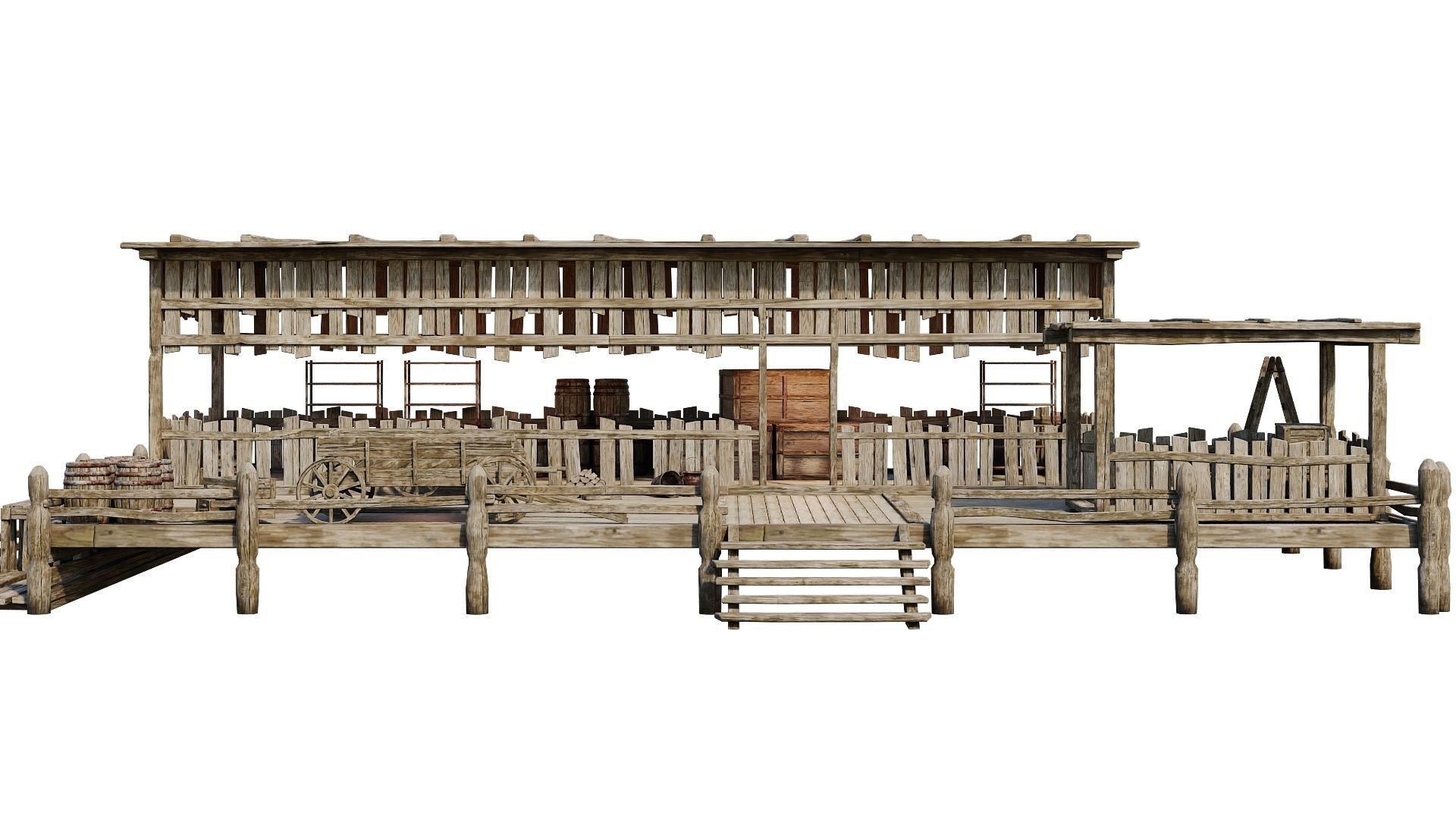 3D model Old Wooden Storage Building 4K Textures GameReady 83 VR / AR ...