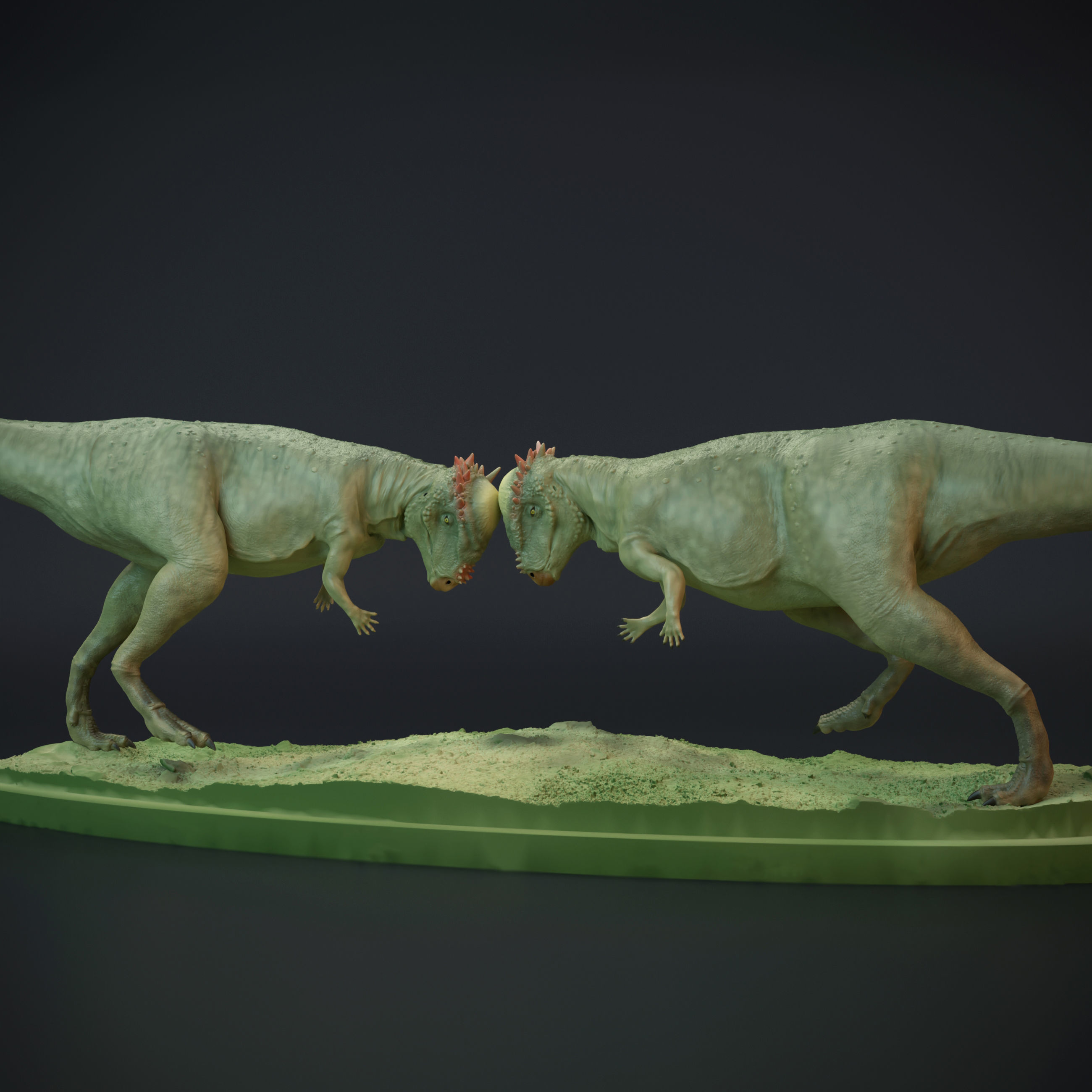 Pachycephalosaurus fighting 3D model 3D printable | CGTrader