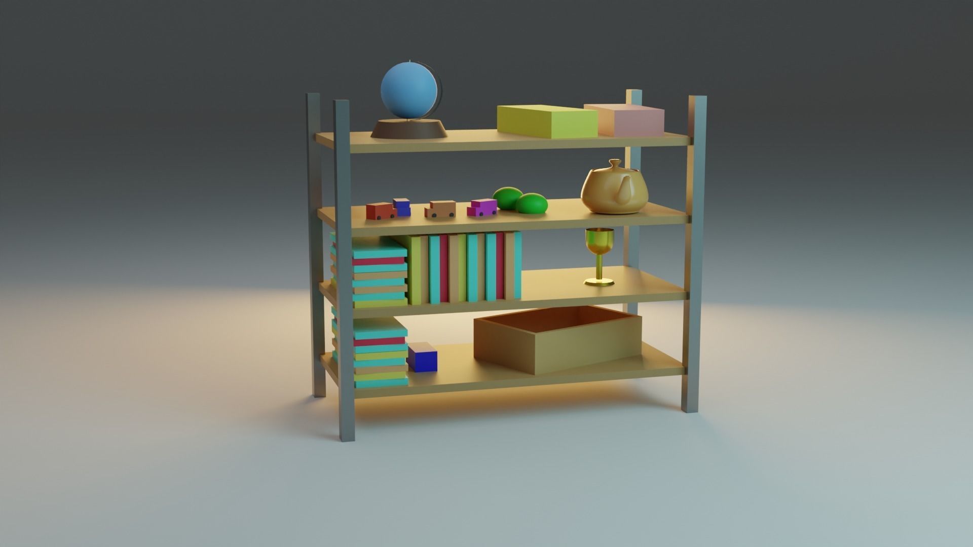 3D model low poly book self VR / AR / low-poly | CGTrader