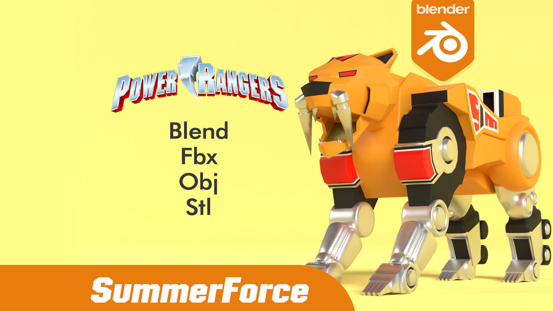 Sabertooth Tiger Dinozord - Power Ranger 3D model | CGTrader