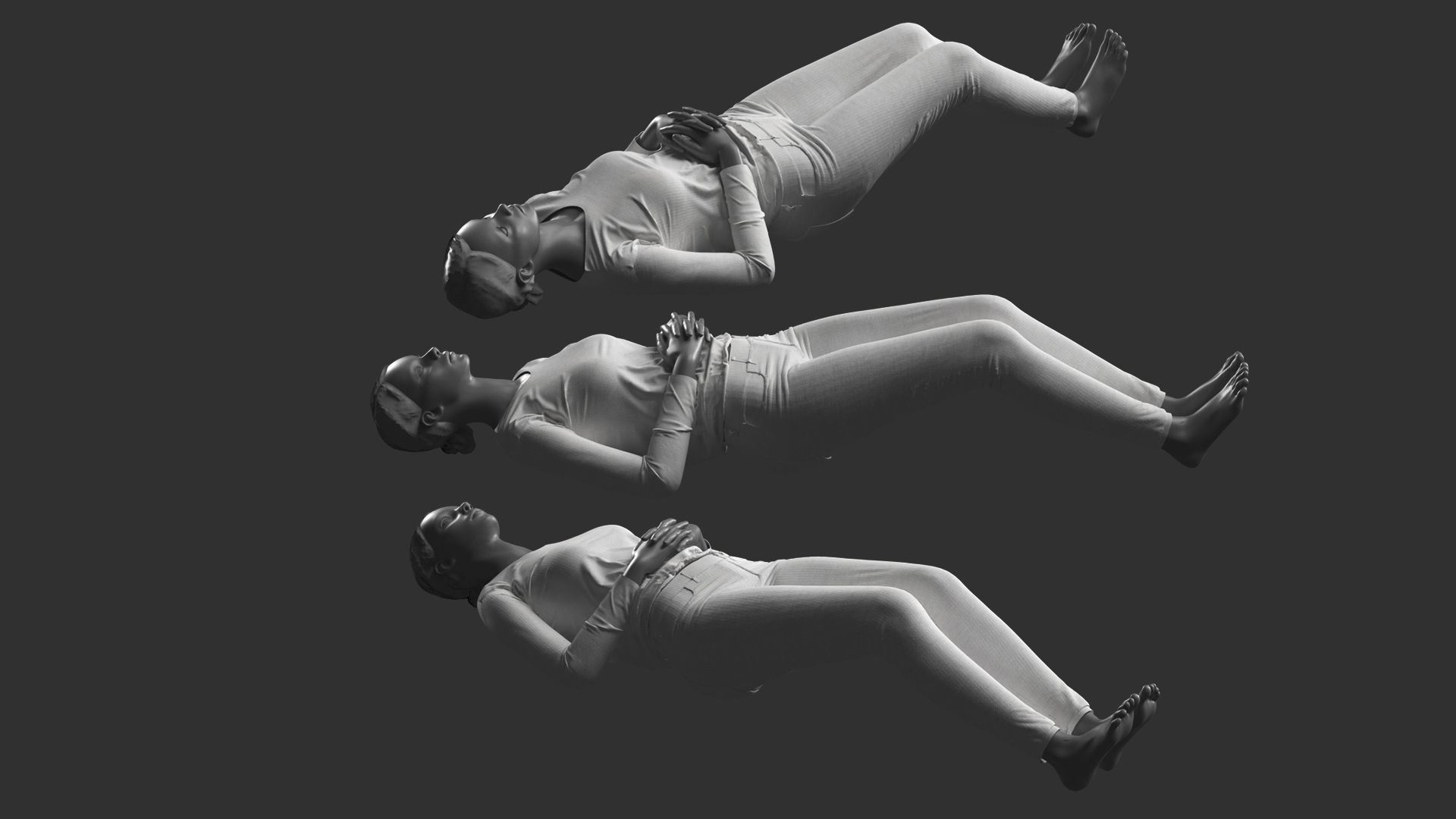 Woman Mannequin Lying 5 Tomography Poses 3D model | CGTrader