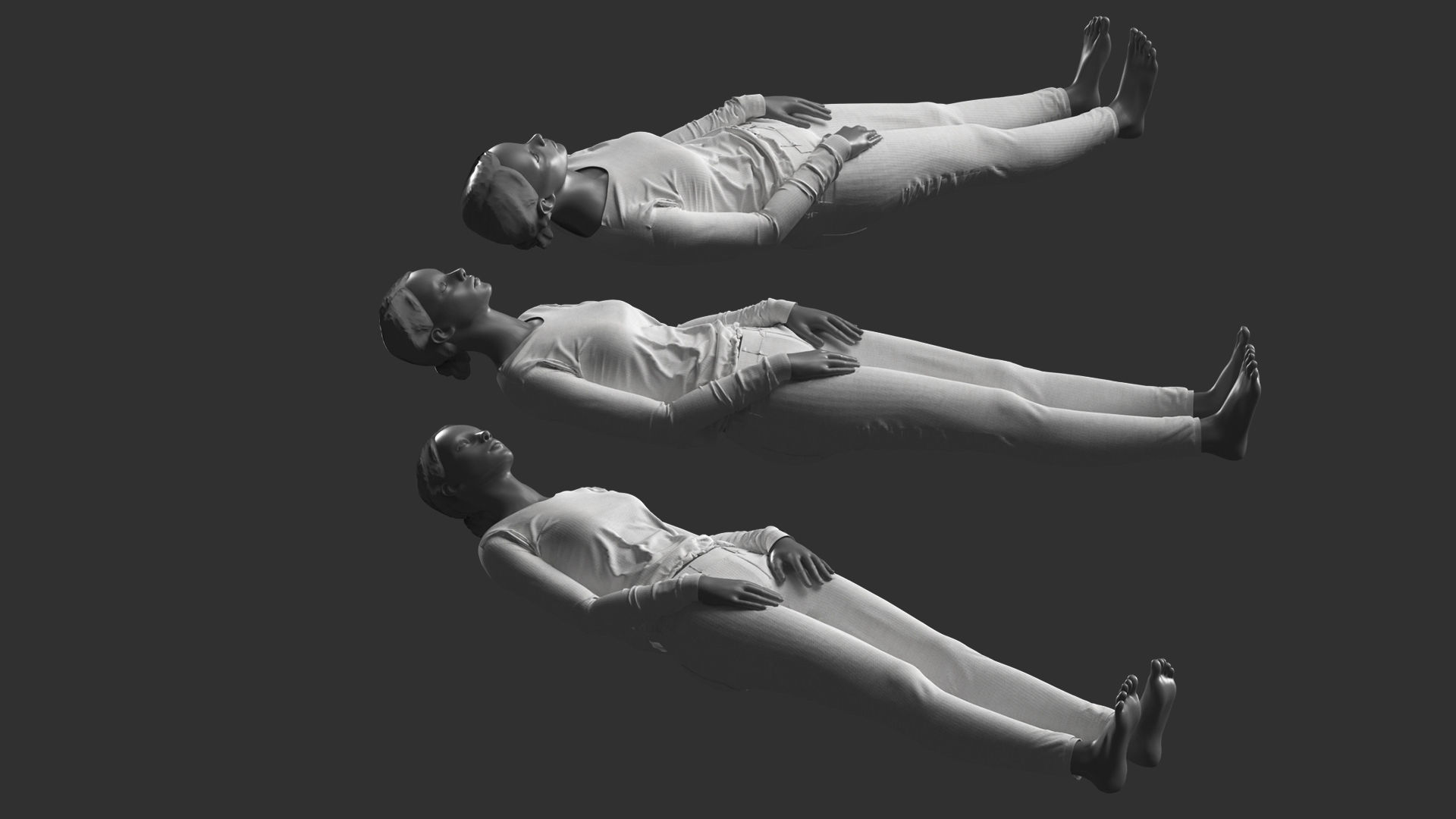 Woman Mannequin Lying 5 Tomography Poses 3D model | CGTrader
