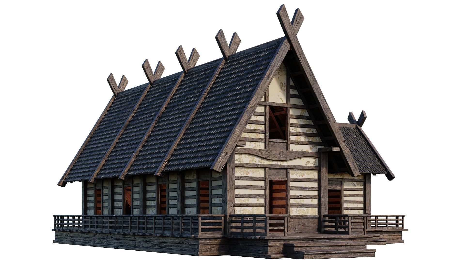 3D model Old Medieval Building House 4K Textures GameReady 85 VR / AR ...