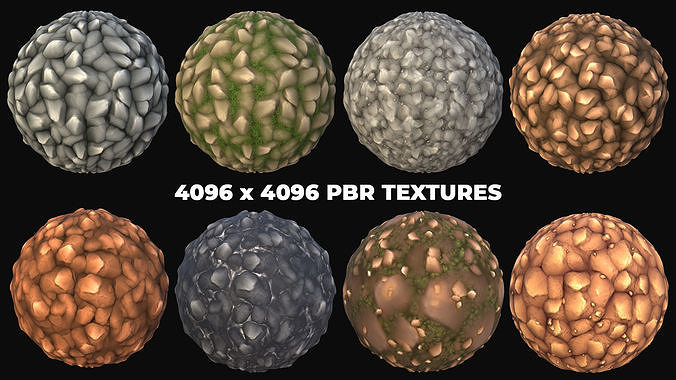 8 Stylized and Seamless Rocks and Stone PBR Materials - Set 1 Texture | CGTrader
