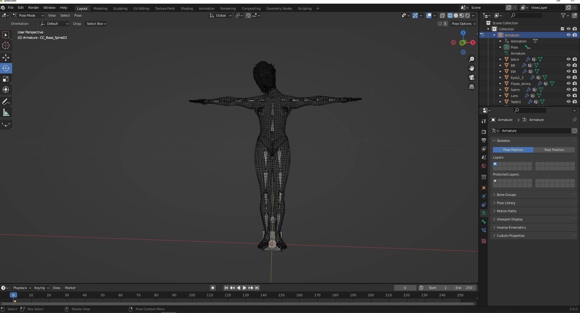 3D model Skinny Female Base Mesh Rigged VR / AR / low-poly | CGTrader